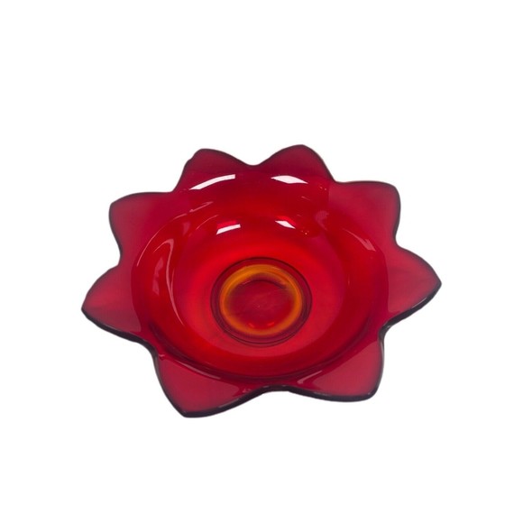Fenton | Accents | Vintage Fenton Ruby Red Amberina Glass Lotus Bowl ...